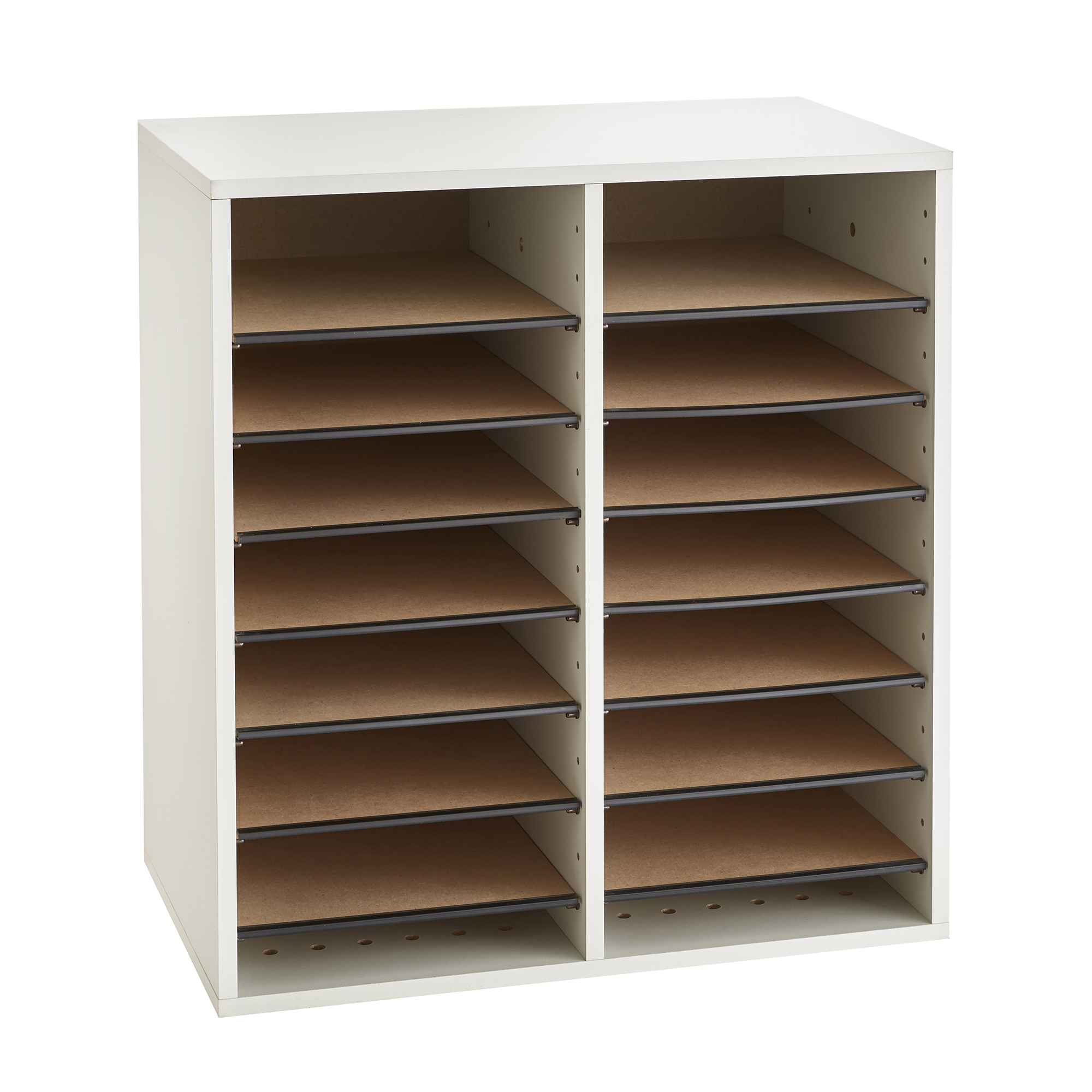 Wood Adjustable Literature Organizer, 16 Compartment | Safco Products