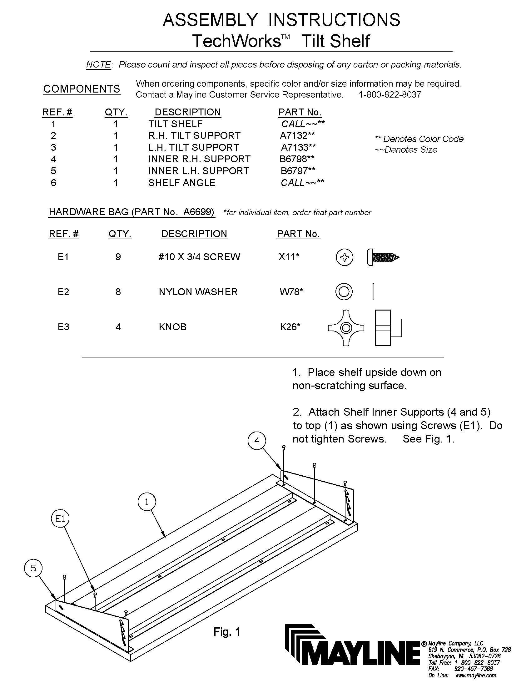 Techworks Tilt Shelf Assembly Instructions | Safco Products