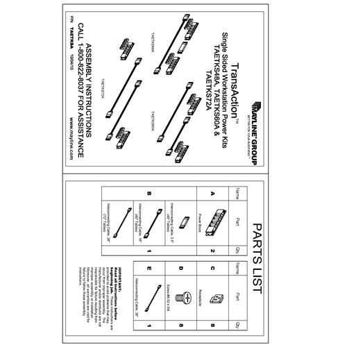 Transaction Power Kits for Single Sided Workstations Adder Assembly ...