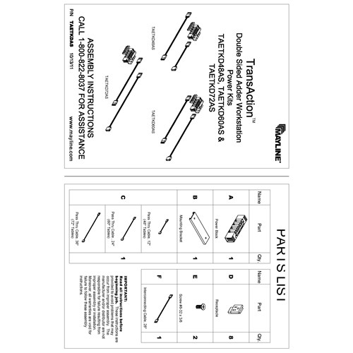 Transaction Power Kits for Double Sided Adder Workstations Single Block ...