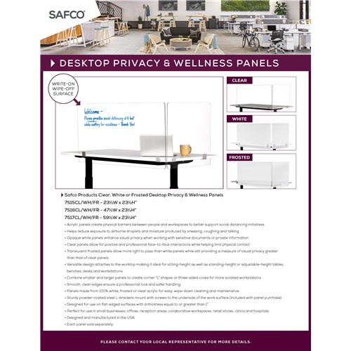 Desktop Privacy and Wellness Panel Flyer | Safco Products